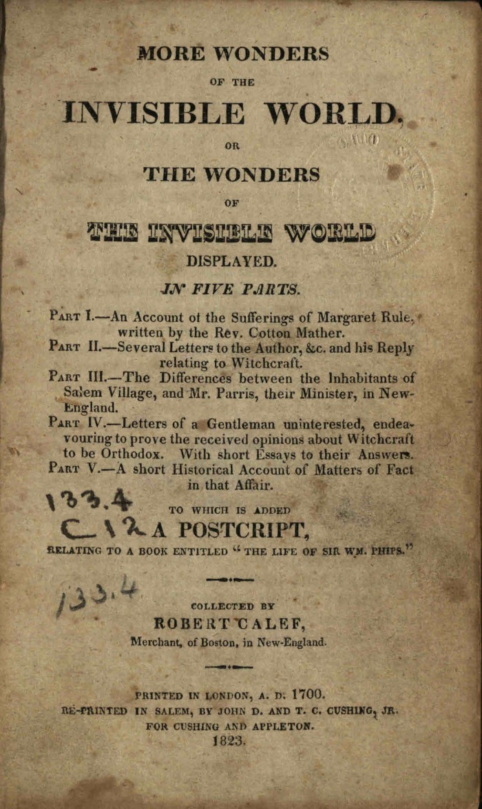 "More Wonders of the Invisible World"